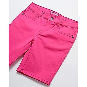 Real Love Girls' Shorts - Super Stretch Twill Bermuda Shorts (2 Pack), Size 14, White/Hot Pink