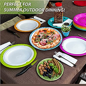 Trenton Gifts 10-Inch Reusable Plastic Paper Plate Holders, Picnic Supplies (12 Set - Assorted Colors)