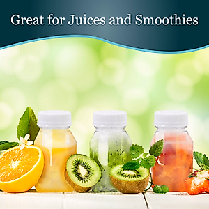 Upper Midland Products 4 oz Empty Plastic Juice Bottles With Lids 12 Pack Small Clear Drink Syrup Disposable Containers Tamper Proof Caps