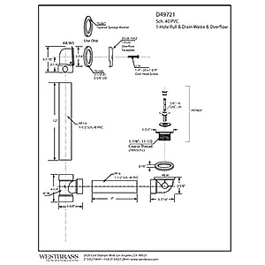 Westbrass Pull & Drain Sch. 40 PVC Bath Waste with One-Hole Top Elbow, Matte Black, D49721-62