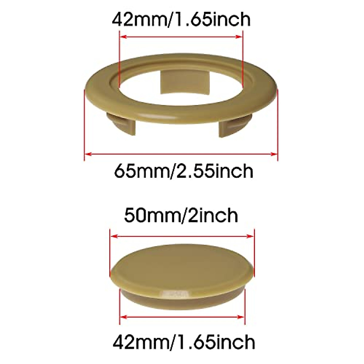DZS ELEC Umbrella Table Hole Cap 2PCS 2 Inch Wood Color Patio Table Umbrella Hole Ring and Cap Set, Standard Size Umbrella Thicker Hole Ring Plug and Cap Set, Outdoor Patio Umbrella Plug