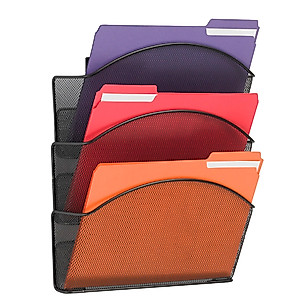 Safco Products 5652BL Onyx Mesh Triple Pocket Wall Rack, Letter Size (Qty. 1), Black