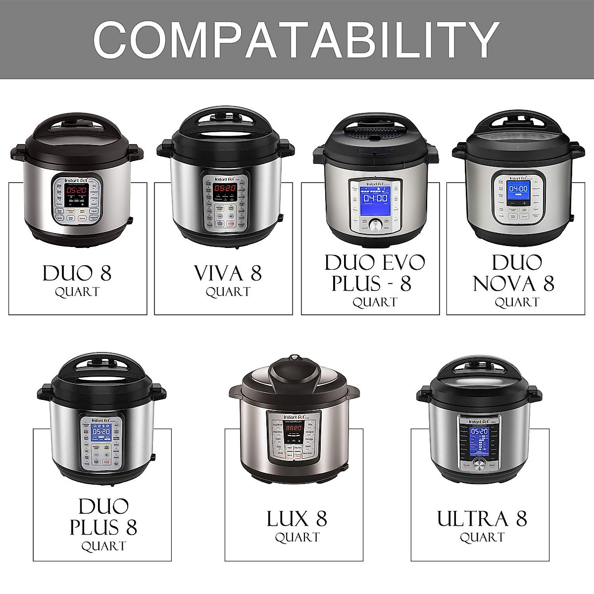 Silicone Sealing Ring for 8 Qt, Replacement Seal Gasket for Instant Pot 8 Quart Model, Food-grade Silicone, Fits Duo 8 Quart, Lux 8 Quart, Duo Plus 8 Quart, Ultra 8 Quart, Viva 8 Quart, 3-Pack