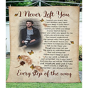 INSPIAMZUE Personalized Memorial Blanket I Never Left You, Photo Blanket Remembrance Throw, Deepest Grief Sympathy Gift for Loss of Son, Mother, Father, Brother N2629 (Fleece, 60x50 inch)