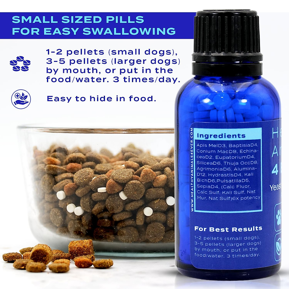 HealthyAnimals4Ever All-Natural Yeast Protection for Dogs - Effective Homeopathic Support for Yeast Infections - Preventive Care for Skin and Ear Health - 300 Dog Yeast Defense Tablets