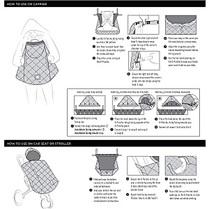 7AM Enfant Baby Carrier Cover - K-Poncho Universal Fit Winter Ultra Soft Plush Lining, Water Repellent Bunting Bag with Adjustable Hood, Multifunctional Stroller & Car Seat Blanket Cover | (0-3T)