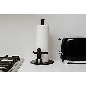 Umbra Buddy Paper Towel Holder Stand for Kitchen Countertop, Unique Dispenser, 7.16 Inch L x 7.16 Inch W x 13.25 Inch H, Black