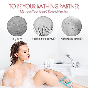 2 Pack Soft Silicone Shower Brush, Body & Face & Short Hair Wash, Bath Exfoliating Skin Massage Scrubber, Dry Skin Brushing Glove Loofah, Fit for Sensitive and All Kinds of Skin (Blue+Gray)