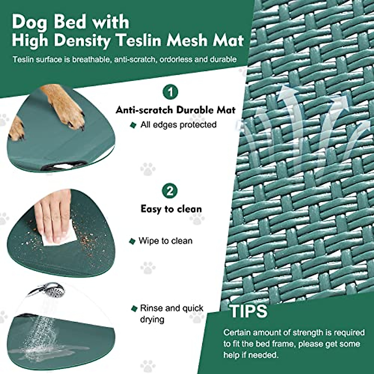 Upgraded Elevated Dog Bed with Canopy, Portable Raised Outdoor Dog Bed with Stable Anti-Slip Feet, Wider Shade Off Ground Pet Bed Cot, Raised Dog Beds for Large Dogs Camping, Indoor & Outdoor Use