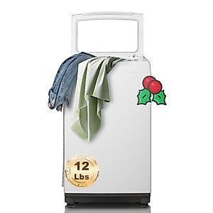Techomey 1.7 Cu.Ft. Portable Washing Machine, 12Lbs Small Top Load Clothes Washer, Fully Automatic Compact Washer and Spinner Combo, 6 Wash Program, Transparent Lid, White
