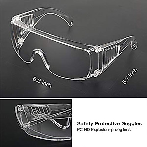DNZPFU 4-Pack Clear Lens Anti-Fog Safety Glasses for Over Eyeglasses - Protective Eyewear for Nurses, Men, and Shooting - Ensure Eye Safety While Working or Playing