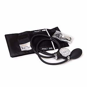 Primacare DS-9181-BK Professional Aneroid Sphygmomanometer and Sprague Rappaport Stethoscope, Manual Blood Pressure Kit with Cuff and Carrying Case, Black