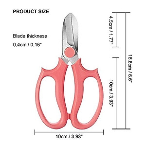 Jasni Garden Pruning Shears Scissors with Comfort Grip Handle, Premium Steel Professional Floral Scissors, Perfect for Arranging Flowers, Pruning, Trimming Plants, Gardening Tool (Pink)