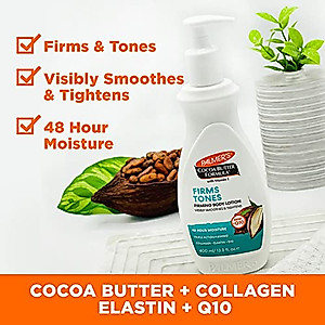 Palmer's Cocoa Butter Formula Skin Firming Body Lotion, Toning & Tightening Cream with Q10, Collagen & Elastin, Pump Bottle, 13.5 Oz.
