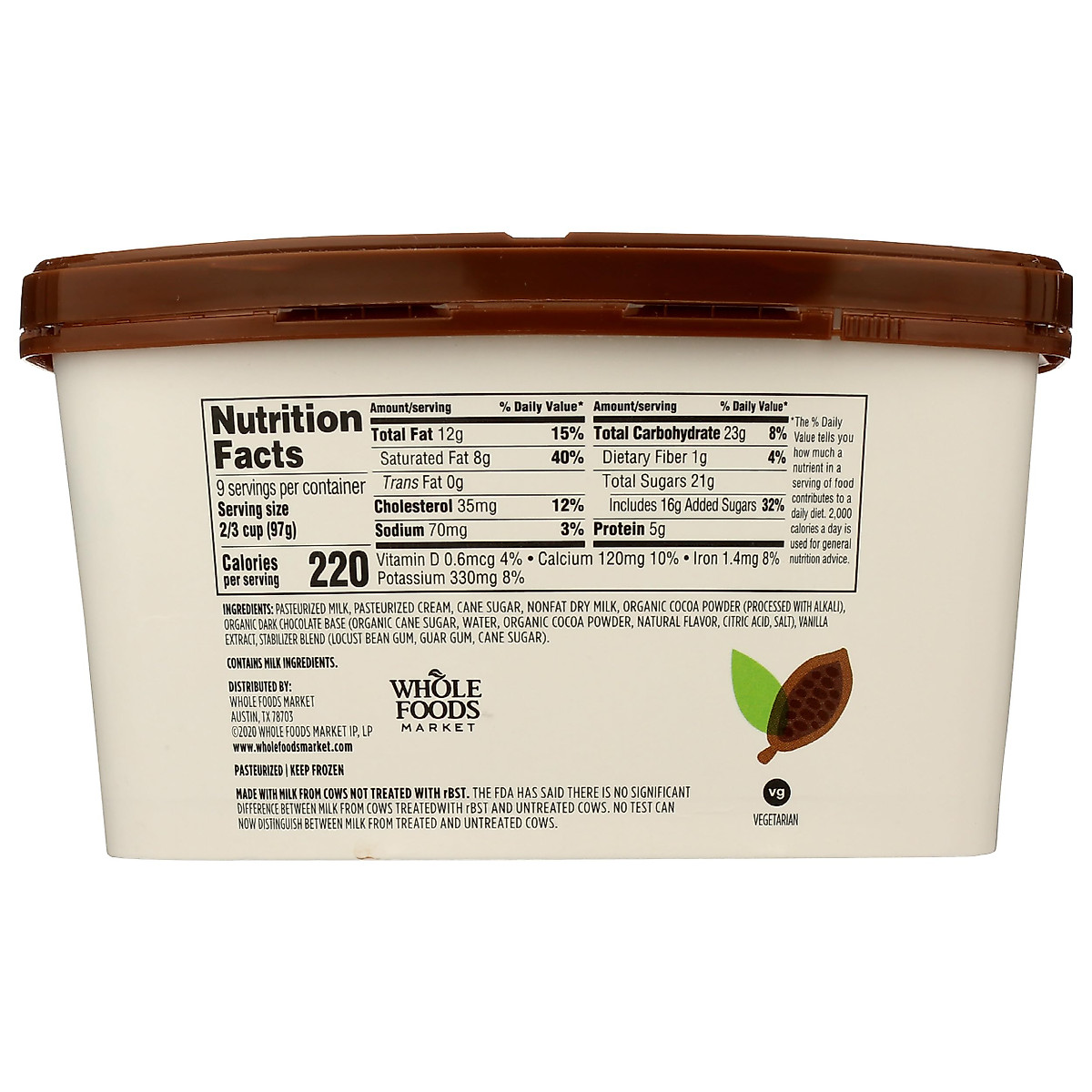 365 by Whole Foods Market, Ice Cream Chocolate, 1.5 Quart
