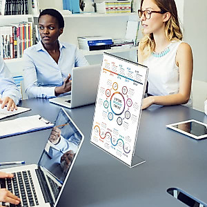 MaxGear Acrylic Sign Holder, Clear Sign Holder Plastic Paper Holder Slant Back Sign Holders 8.5x11 inches Sign Holder Plastic Display Stand for Office, Store, 3 Pack