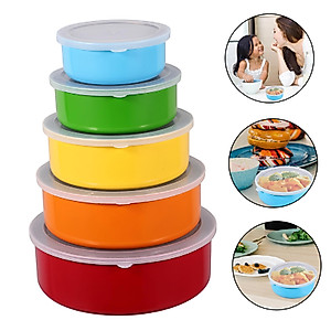 MUSISALY 5 Pcs Crisper Snack Containers Stainless Steel Food Containers Metal Food Containers with Lids Stainless Steel Containers with Lids Stainless Steel Bowls Food Preservation Bowls