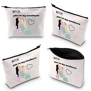 TOBGB Maddy And Cassy Gift You Are My Soulmate Lines Inspired Makeup Bag TV Show Role Gift TV Show Merchandise Friendship Gift (Soulmate bag)