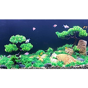 Artificial Aquarium Green Water Plants Tree Set 25 Pcs, Fish Tank Aquarium Decorations, Made of Soft Plastic, Safe for All Fish & Pets (Set 1)