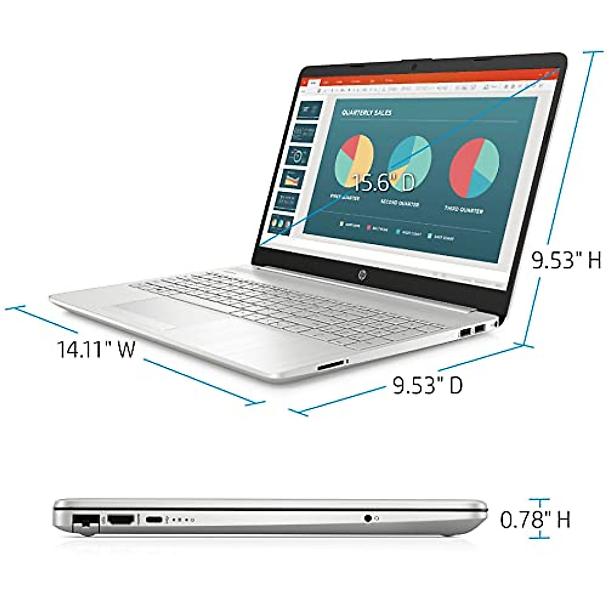 HP Business 15 Laptop 15.6” Diagonal HD Touchscreen I 11th Gen Intel Core i3-1115G4 (Beat i5-8265U) I 8GB DDR4 512GB SSD I I USB-C HDMI 5 Office365 Win10 + 32GB MicroSD Card