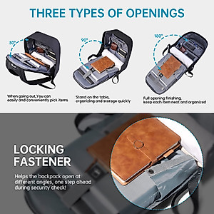 KOPACK Security Backpack, 15.6 Inch Laptop Backpack with Hidden Anti-Theft Zipper and USB Port, Stylish Waterproof Business College Travel Commuter Backpack, with Rain Cover-Grey Black Bag