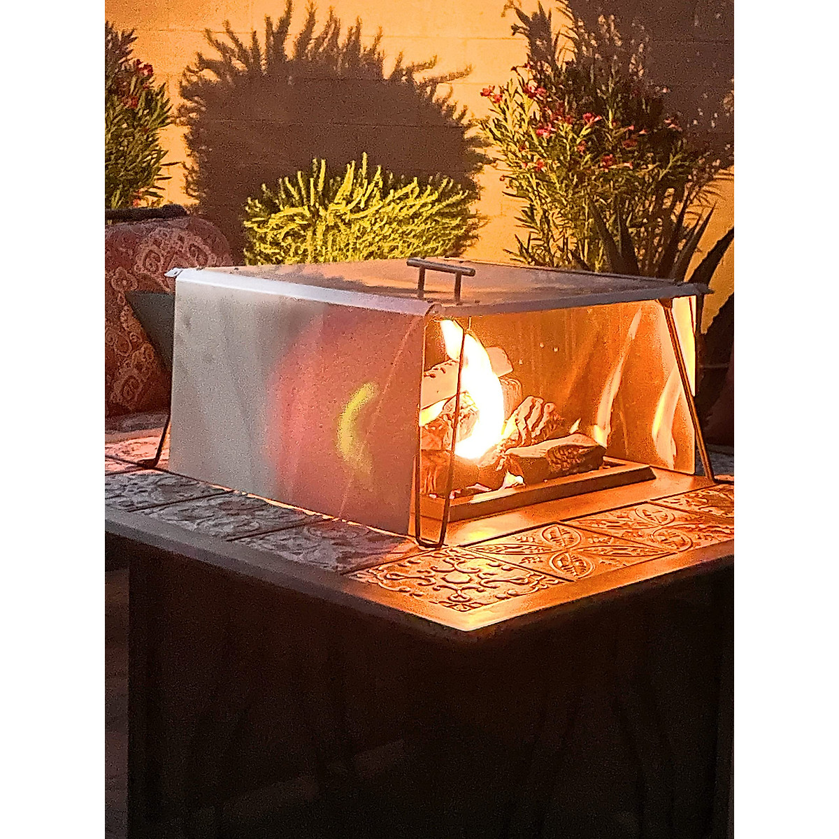 Heat Warden Premium Heat Deflector System with 3 Stainless Steel Sides Turns Your FIRE Pit INTO a Warm and Cozy Outdoor Fireplace!