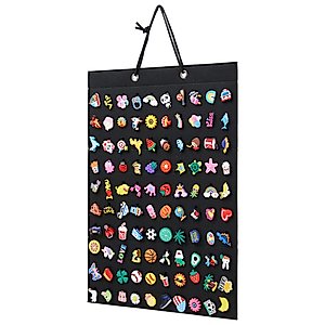 HUHYNN Shoe Charms Organizer, Hanging Shoe Charms Holder Organizer with 100 Holes for Crocs Charms Holder, Wall Mounted Shoe Charm Display, Holding up to 100pcs(No Accessories Included) (Black)