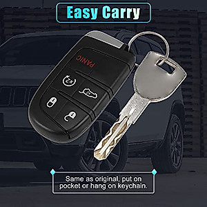 X AUTOHAUX 2pcs 433MHz M3N40821302 Replacement Keyless Entry Remote Car Key Fob for Jeep Grand Cherokee 2014-2020 5 Buttons with Door Key 46 Chip