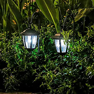 Viewsun 34 Inch Hanging Solar Lights, Shepherd Hook Lights with 2 Shepherd Hooks Waterproof Outdoor Decorative Solar Lantern Lights for Garden Decor, Patio, Backyard, Pathway, 4 Pack