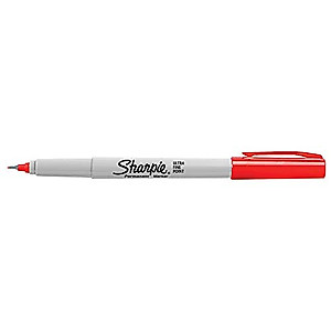 Sharpie 37002 Permanent Markers Ultra Fine Point Red Dozen