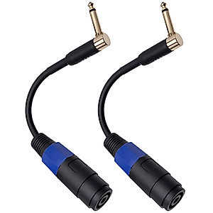 CESS-144 Speakon Female Connector to 1/4" Male TS Speaker Cable - Speak-on Jack to 1/4 TS Plug (Right-Angle Plug)