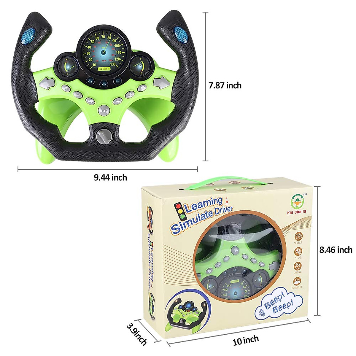 Coherny Steering Wheel Toy Driving Controller Portable Driving Copilot Toy Educational Sounding Toy Gift Driving Wheel with Music for Kids
