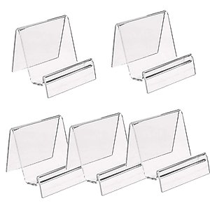 5 Pack Clear Acrylic Wallet Display Stand Retail Store Holder Shelf For Glasses,Wallet Display Office Display Risers For Phone,Greeting Cards,Business Cards,CD Organizer (Small)