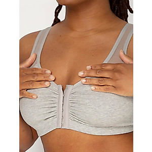 Fruit of the Loom Women's Comfort Front Close Sport Bra with Mesh Straps, Heather Grey, 40