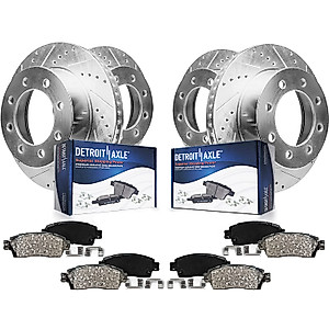 Detroit Axle - 4WD Brake Kit for 99-04 F-250 F-350 Super Duty 00-05 Ford Excursion Drilled Slotted Brake Rotors Ceramic Brakes Pads Front Rear Replacement : 13.03" Front and 12.83" Rear Rotors, 8-Lug