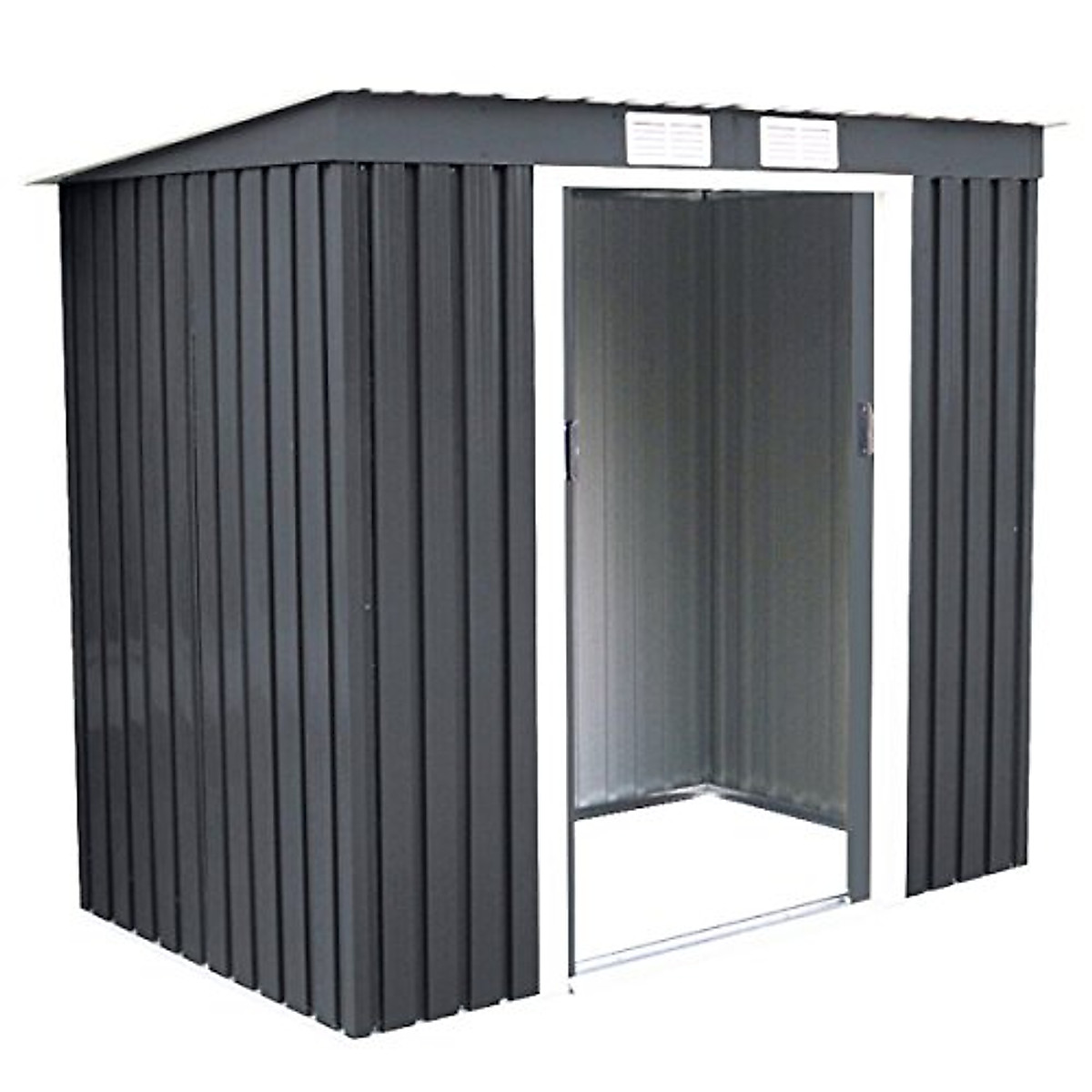 Goplus 4' X 7' Outdoor Storage Shed Garden Sliding Door Outside Tool House (Gray)