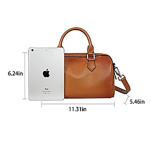 HESHE Genuine Leather Purses for Women Satchel Handbags Designer Ladies Shoulder Bags Cross Body Purse(Sorrel)