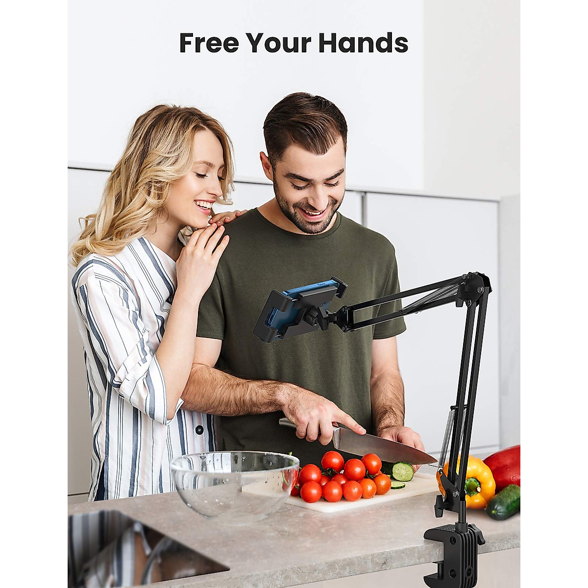 UGREEN Tablet Stand Holder for Bed Long Arm Adjustable Tablet Mount Flexible Clamp Desktop Stand Overhead Compatible for iPad Pro 10.5,9.7, Air Mini 5 4 3 2, iPhone, E-Reader, Black