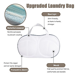 Large Bra Washing Bags for Laundry, 2 Pack Upgraded Bra Laundry Bags Mesh Women Brassiere Underwear Wash Bags with Handle and Zipper for Delicates Lingerie Washing Machine (Grey)