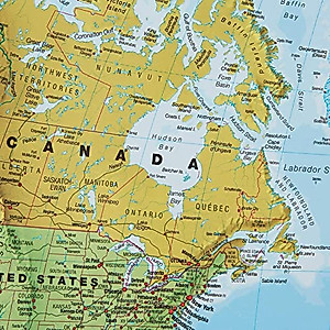 Maps International - Large World Map – Wall Map Poster With Flags – Laminated - 23 x 33