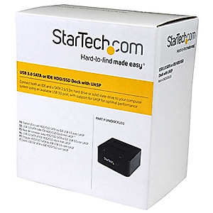 StarTech.com Dual-Bay USB 3.0 to SATA and IDE Hard Drive Docking Station, USB Hard Drive Dock, External 2.5/3.5" SATA III/IDE, SSD/HDD Docking Station, Hot-Swap Drive Bays, Top-Loading (UNIDOCKU33)