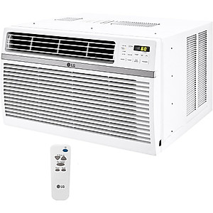 LG 8,000 BTU Window Air Conditioner, 115V, Cools 340 Sq.Ft. for Bedroom, Living Room, Apartment, Quiet Operation, Electronic Control with Remote, 3 Cooling & Fan Speeds, Auto Restart, White