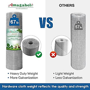 AMAGABELI GARDEN & HOME Hardware Cloth 1/2 inch 48inx100ft Galvanized After Welding 19 Gauge Square Chicken Wire Fence Mesh Roll Raised Garden Bed Plant Supports Poultry Netting Cage Snake Fence JW008