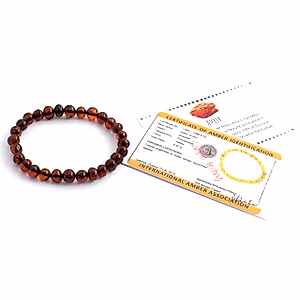 TipTopEco Baltic Amber Adult Stretch Bracelet for Men or Women - 6.3 Inches Long - Polished Beads (Cherry, 6.3 inches)