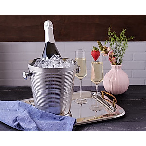 Sol Living Champagne Bucket - Double Wall Insulated Stainless Steel - Wine & Champagne Holder - Portable Chiller Bin for Bars, Parties, Commercial Use - Ribbed, 3.6 Qt