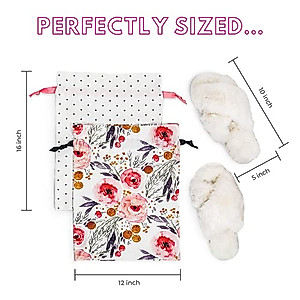 Gather & Knot Drawstring Gift Bags | 16" Medium | Premium Canvas | Reusable Fabric Wrap for Valentines, Weddings, Bridesmaids, Birthdays - All Occasion | Pink Floral