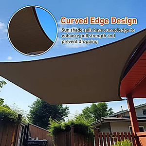 Artpuch 12'x16' Sun Shade Sail Curved Commercial Outdoor Shade Cover Mocha Brown Rectangle Heavy Duty Permeable 185GSM Backyard Shade Cloth for Patio Garden Sandbox (We Make Custom Size)