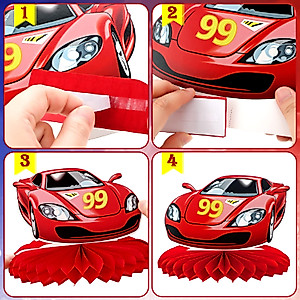 9 Pieces Race Car Party Decorations Race Car Honeycomb Centerpieces ...