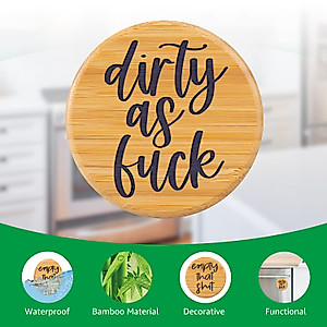 LEADO Dishwasher Magnet Clean Dirty Sign - Clean Dirty Magnet for Dishwasher - Bamboo, Dirty Clean Dishwasher Magnet - Funny Birthday, Mothers Day, Housewarming Gifts, Kitchen Dishwasher Sign Decor