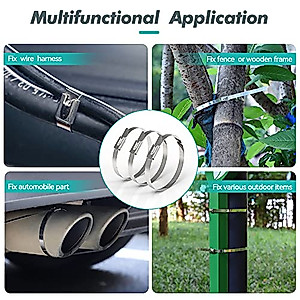 JOUGU Metal Zip Ties 11.8 inch 304 Stainless Steel Locking Cable 250LB 300mm 100pcs Heavy Duty Exhaust Wrap Multi Purpose Binding for machinery, vehicles, farms, cables, pipes,Fence
